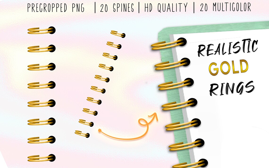 Realistic Digital Planner Rings Digital Planner Toolkit - Etsy