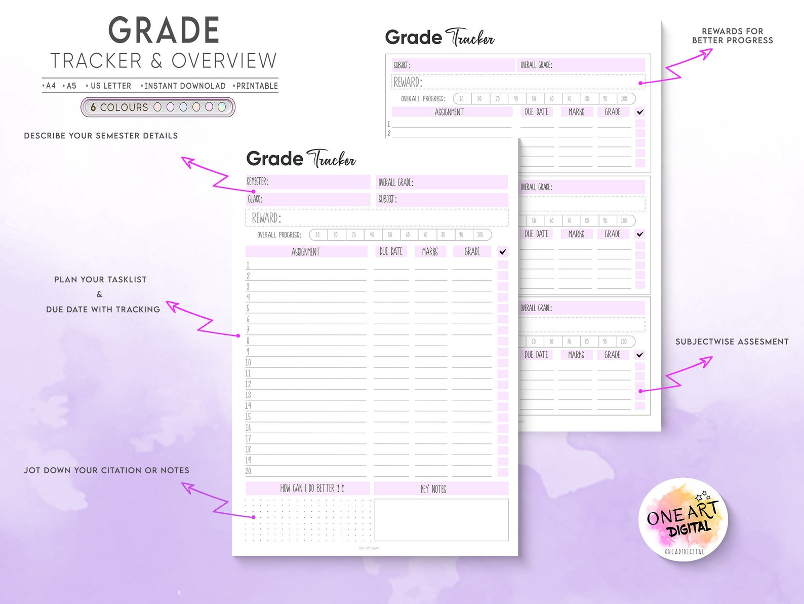 Minimalistic Grade Tracker Printable | Teacher Gradesheet Overview ...