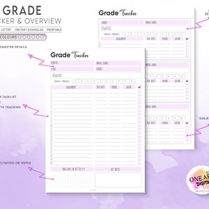 Minimalistic Grade Tracker Printable | Teacher Gradesheet Overview ...