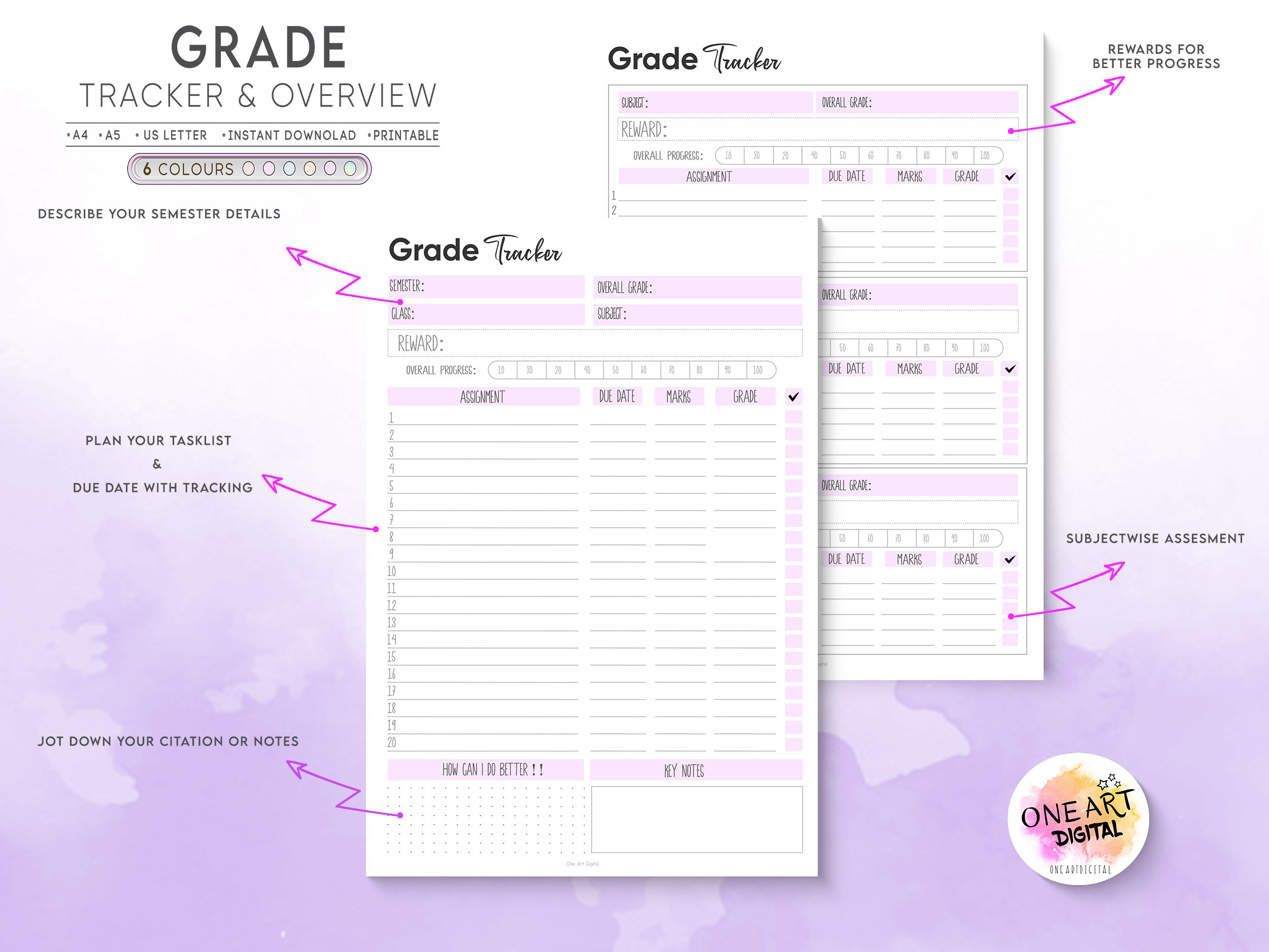 Minimalistic Grade Tracker Printable | Teacher Gradesheet Overview ...