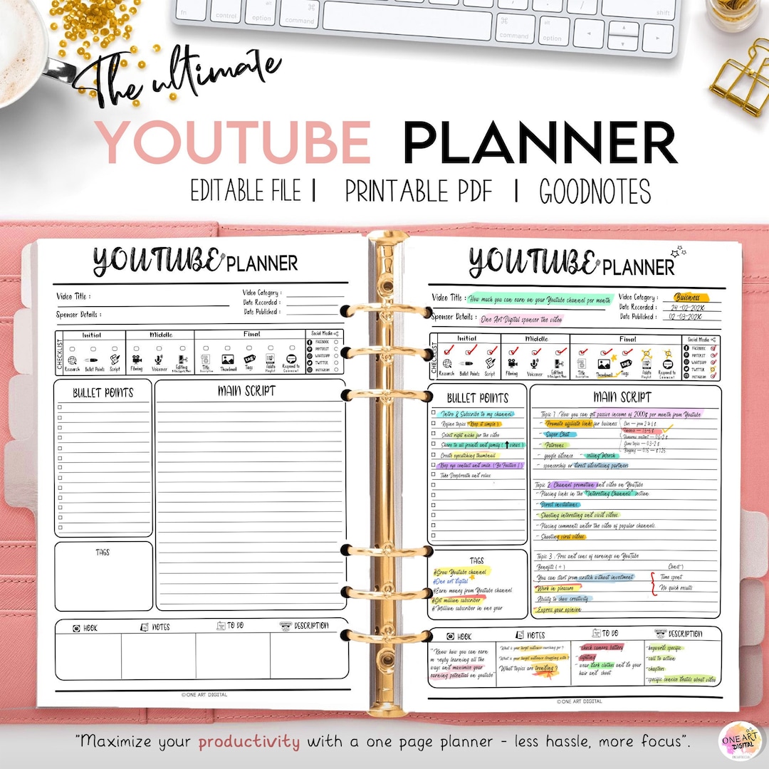 Editable Ultimate Digital Youtube Planner 2024-25 | iPad Planner ...