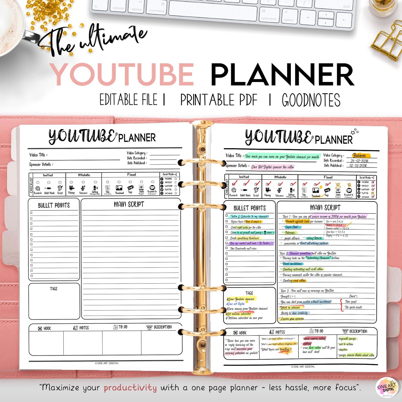 Editable Ultimate Digital Youtube Planner 2024-25 | iPad Planner ...