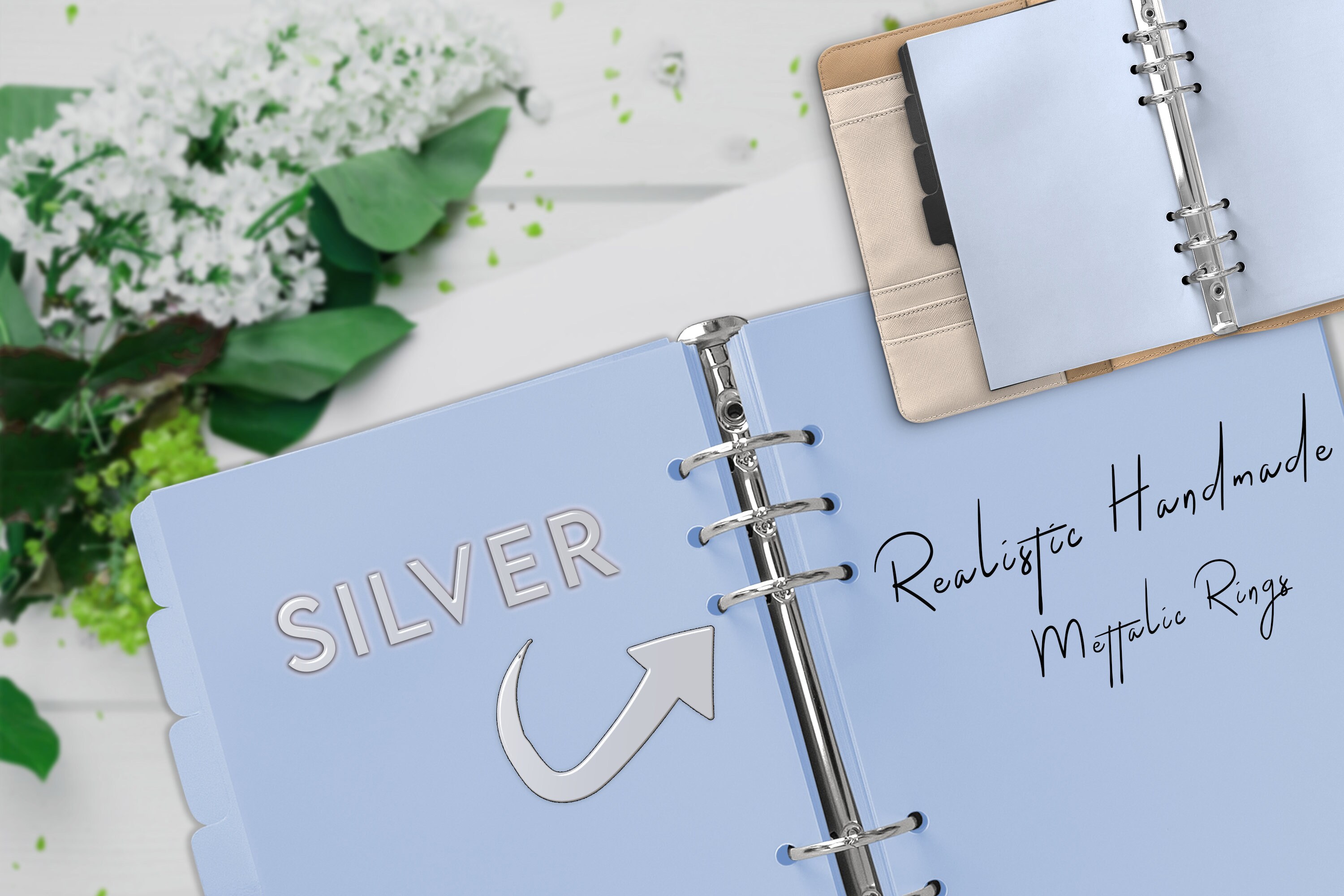 Realistic Digital Planner Silver Rings, Digital Planner Toolkit ...