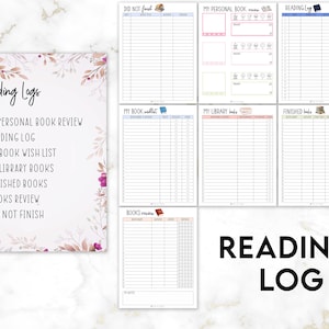 Reading Journal Printable Bundle , Book Reading Planner, Monthly ...