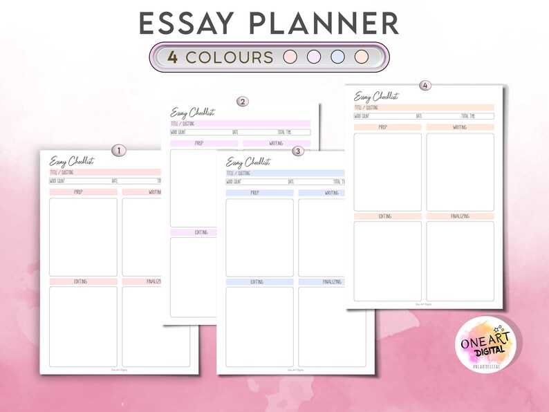 Simple Essay Planner Printable 8pg BUNDLE | 160 Free PNG Sticky Notes ...