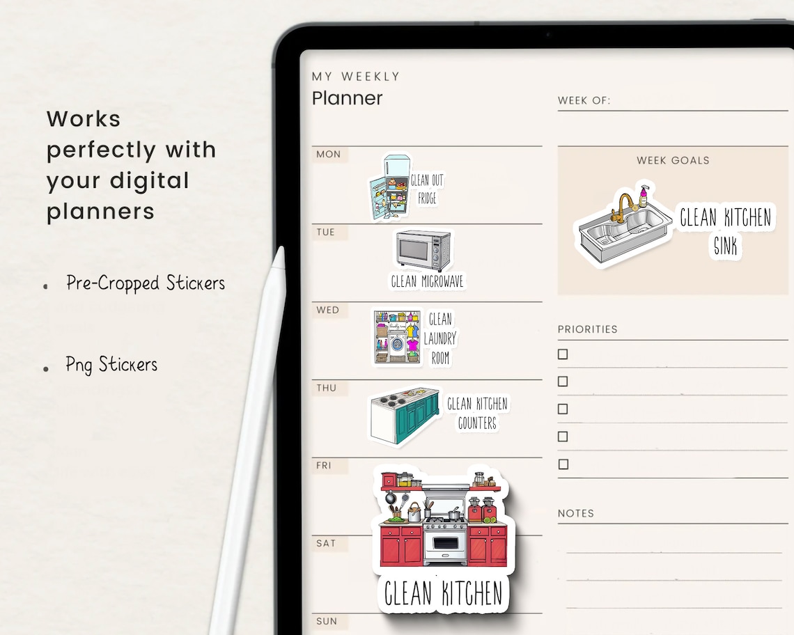 ADHD/ Neurodivergent Cleaning Checklists Stickers Weekly - Etsy