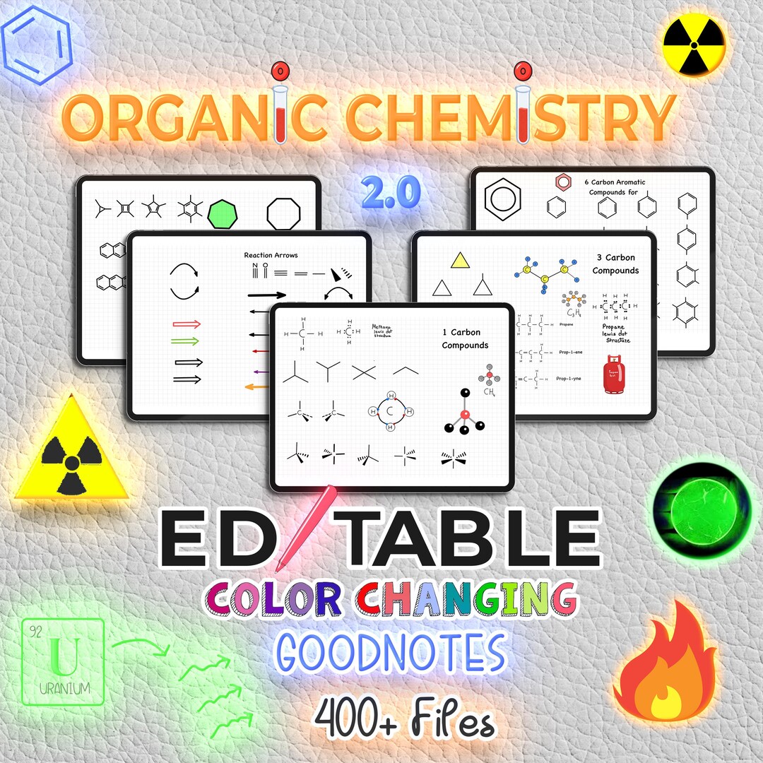 400+ Editable Color-changing Organic Chemistry Elements & Stickers 2.0 ...