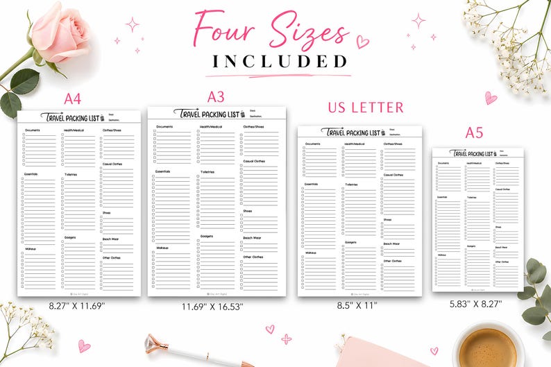 Editable Travel Packing List, Travel Checklist Printable, Travel ...