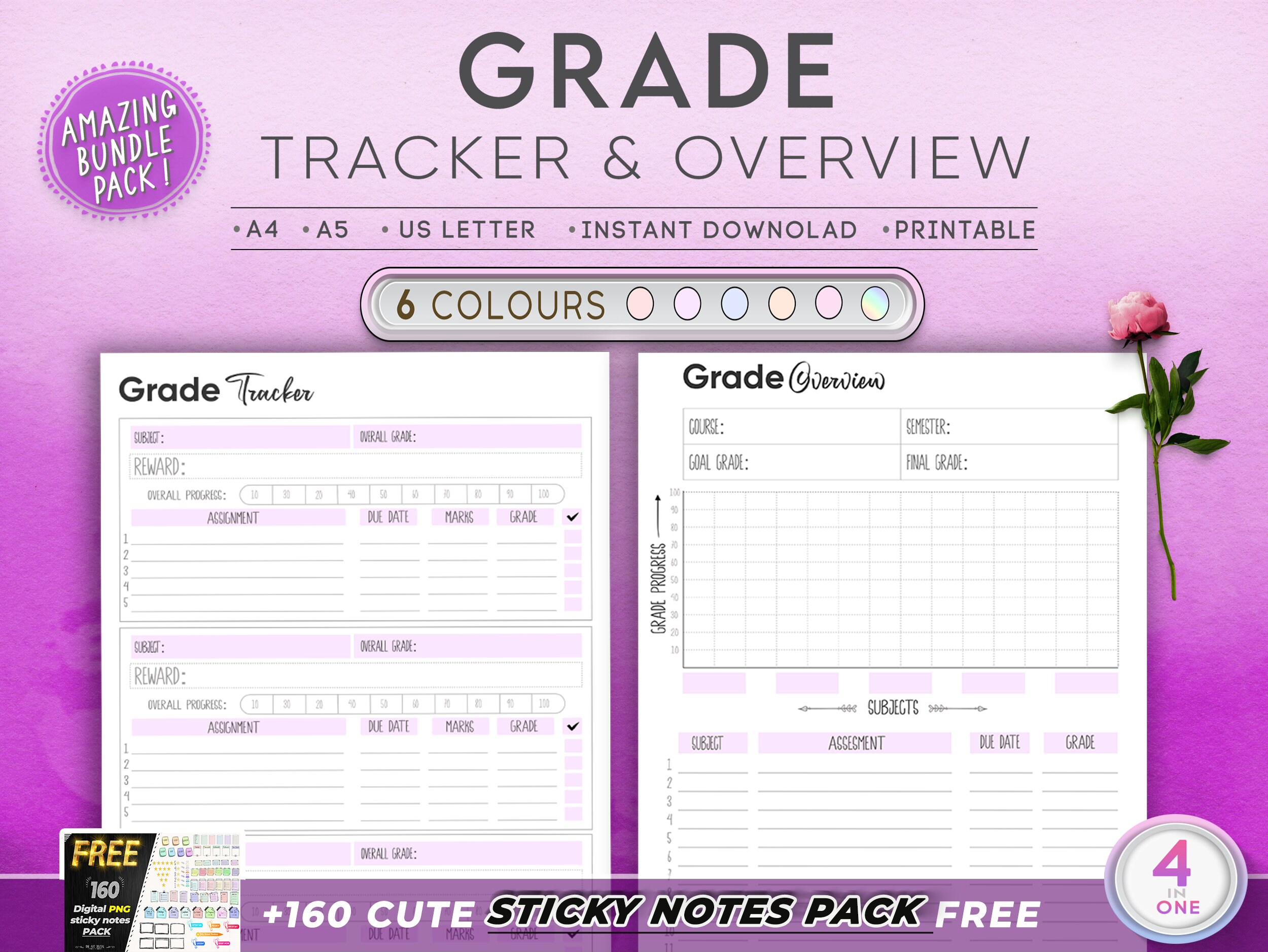 Minimalistic Grade Tracker Printable | Teacher Gradesheet Overview ...