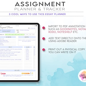 Assignment Tracker Editable & Printable PDF | Assignment Planner ...
