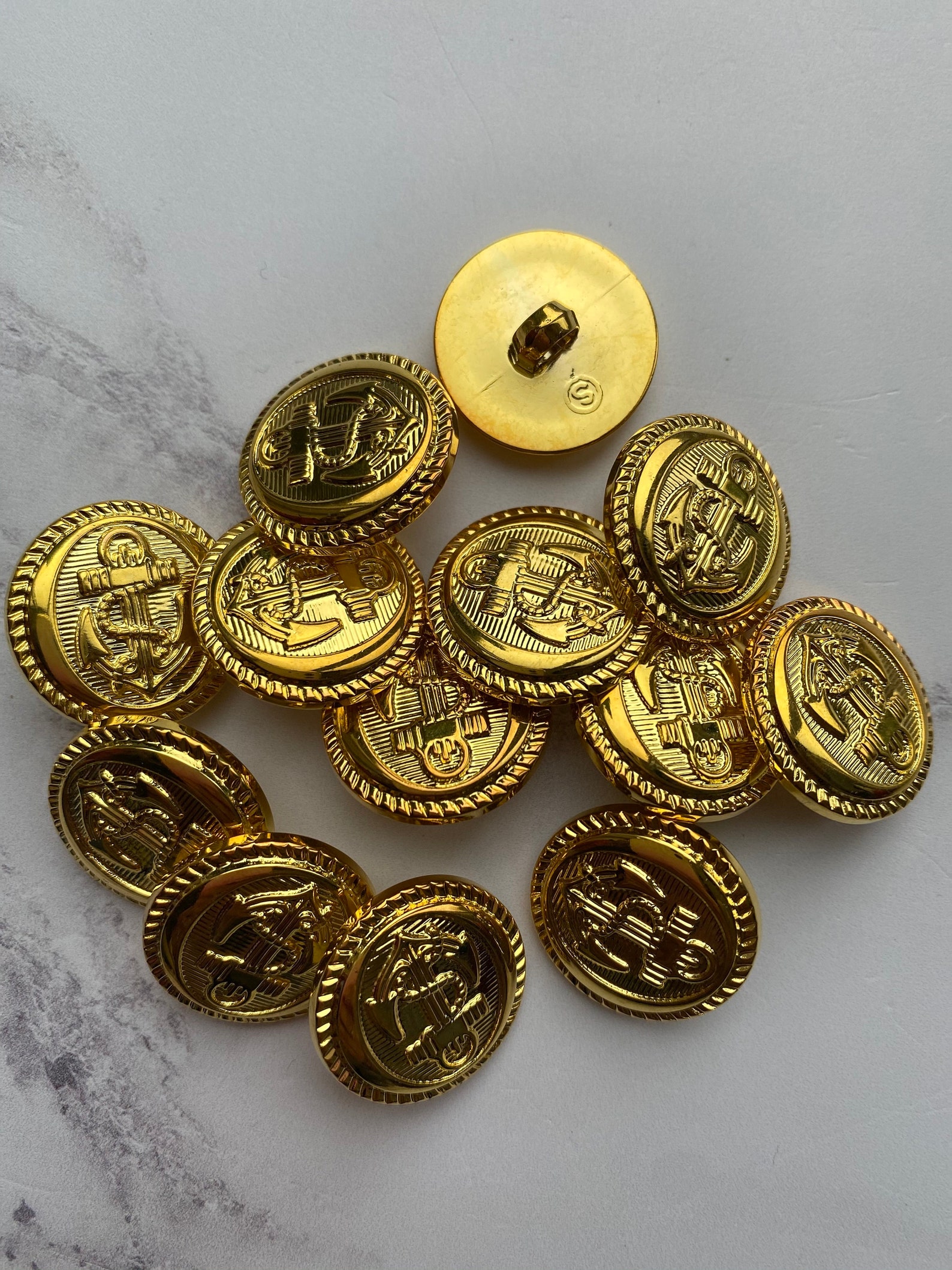 20mm Gold Anchor Buttons flat Head X 10pcs Vintage Style - Etsy