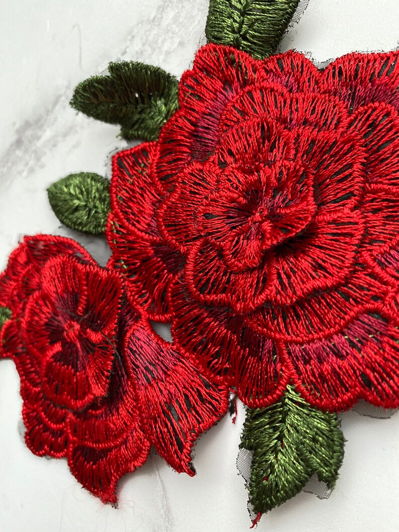 3D Embroidered Rose Applique - Etsy UK