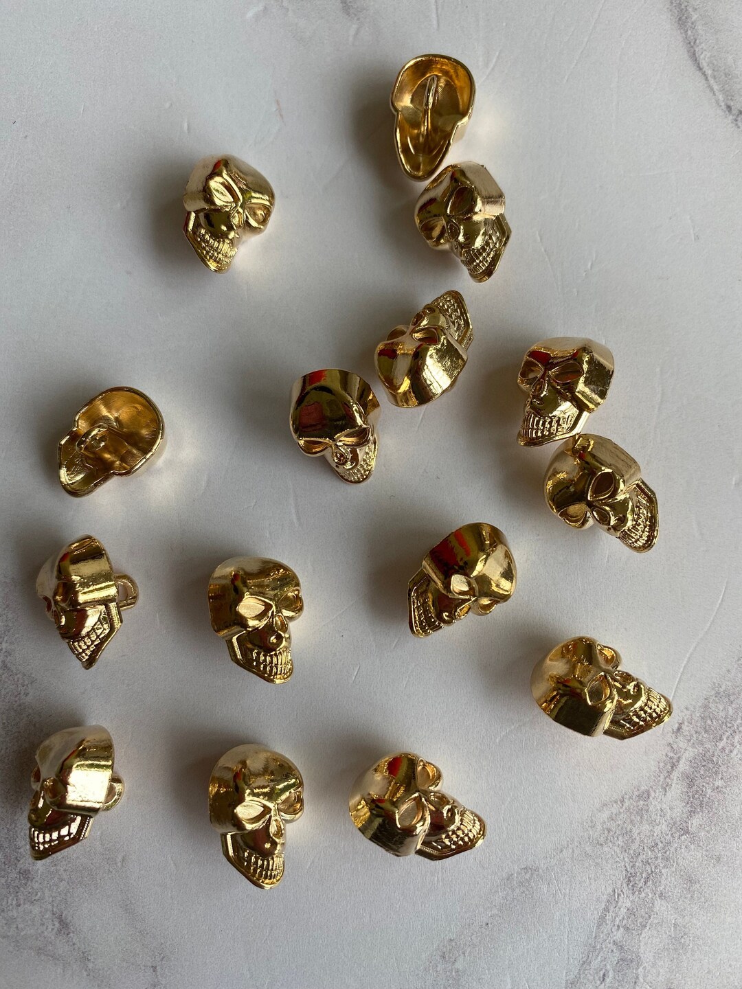 10mm Gold Metal Skull Buttons - Etsy