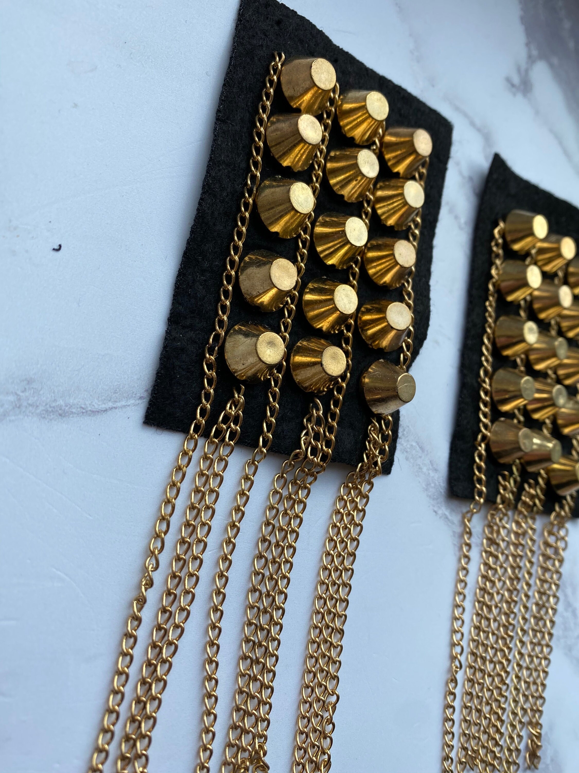 Gold Studded Chain Tassel Shoulder Pads - Etsy