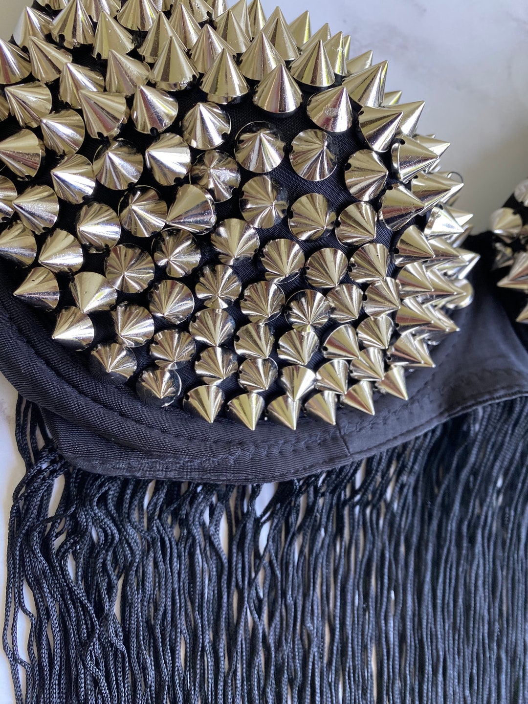 Silver / Gold Spike Stud Bra With Tassel Fringe- 34/36B - Etsy