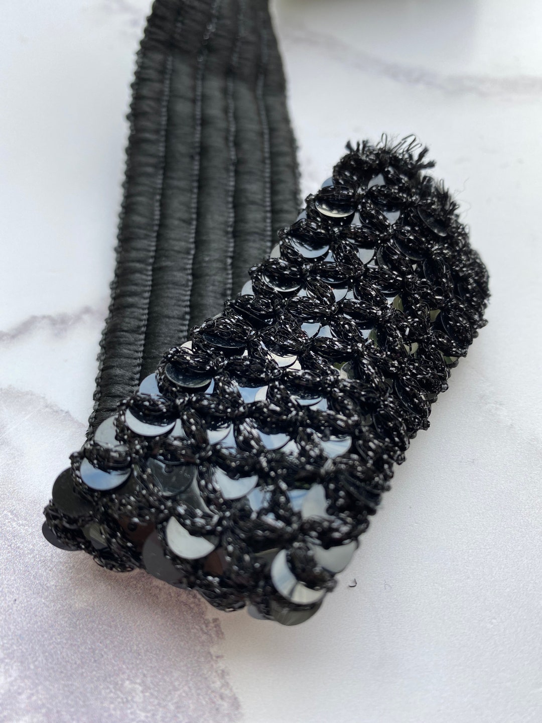 35mm Black Sequin Boucle Style Tape - Etsy