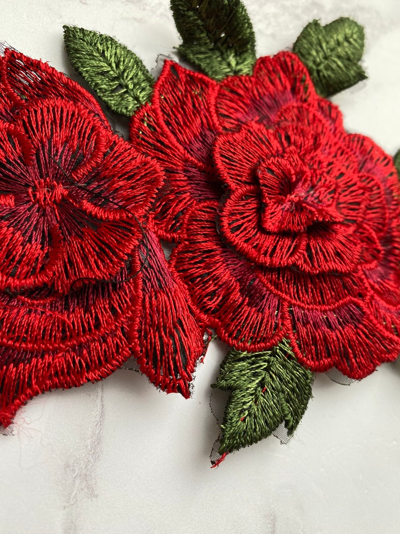 3D Embroidered Rose Applique | Etsy UK