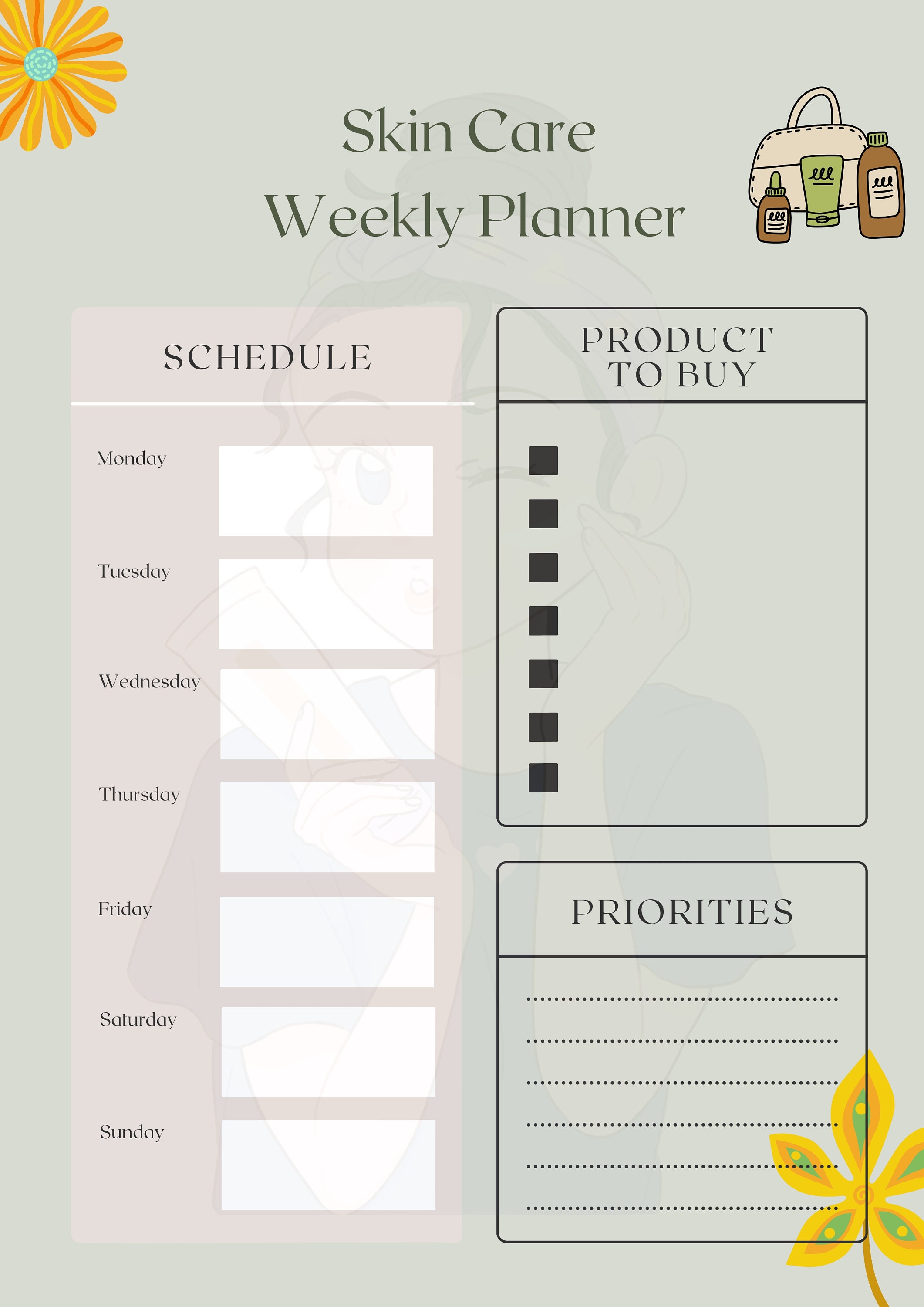 Printable Skin Care Planner, Daily Skin Care - Etsy