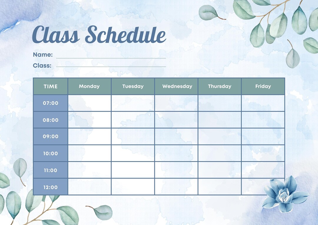 Printable Kids' Class Schedule Student Planner - Etsy