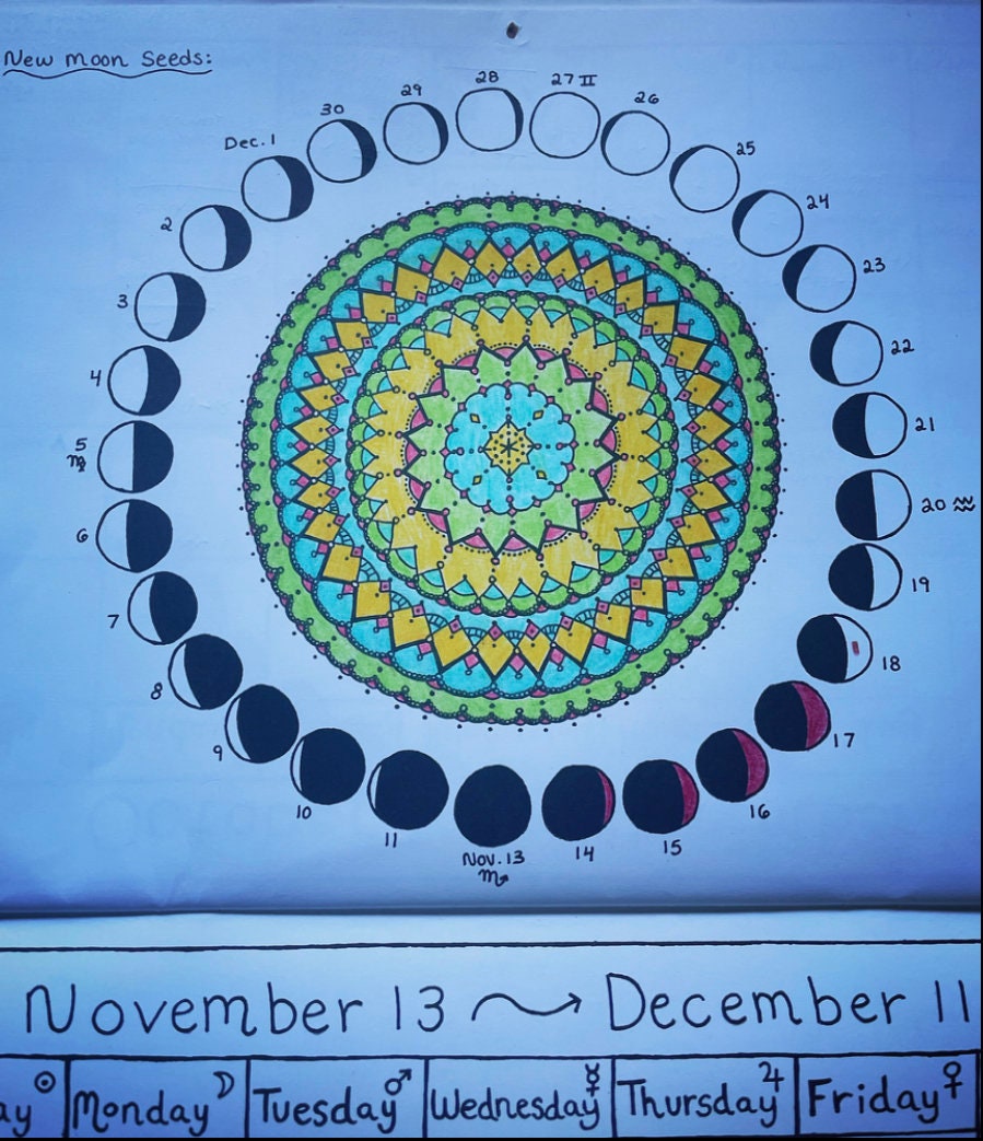 2024 Lunar Mandala Calendar moon Calendar Lunar Cycles 2024 Lunations ...