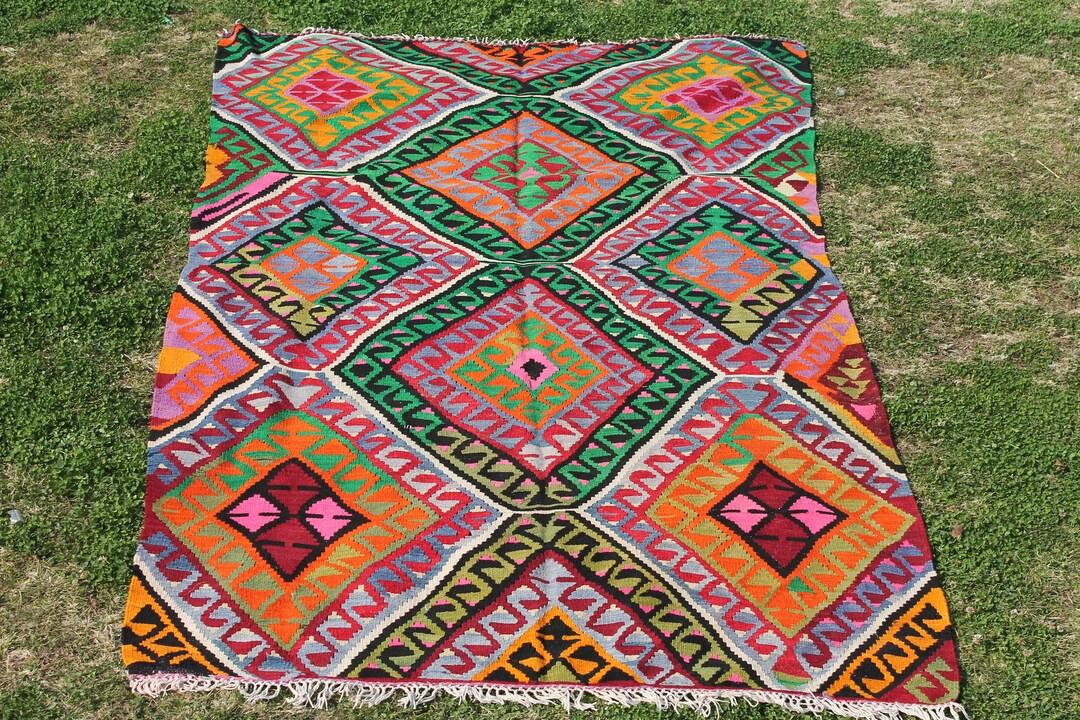 Colorful Kurdish Rug, 6 X 10.1 Feet Rug, Handmade Rug, Flatweaved Rug ...