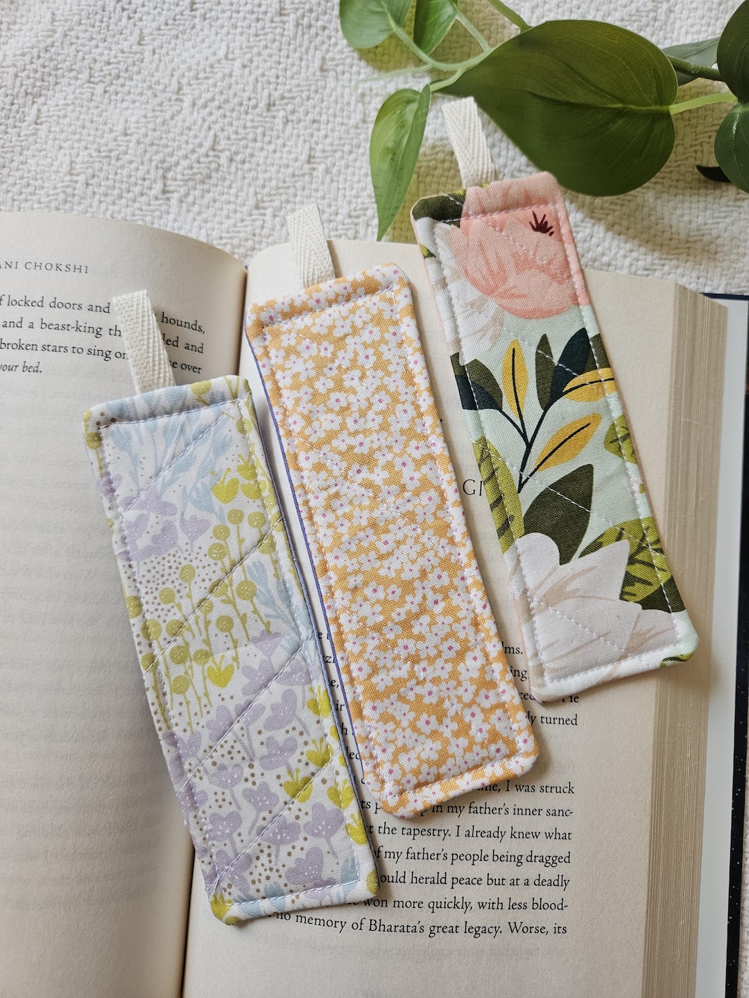 Handmade Quilted Bookmark, Unique Book Lover Gift, Floral Bookmark ...