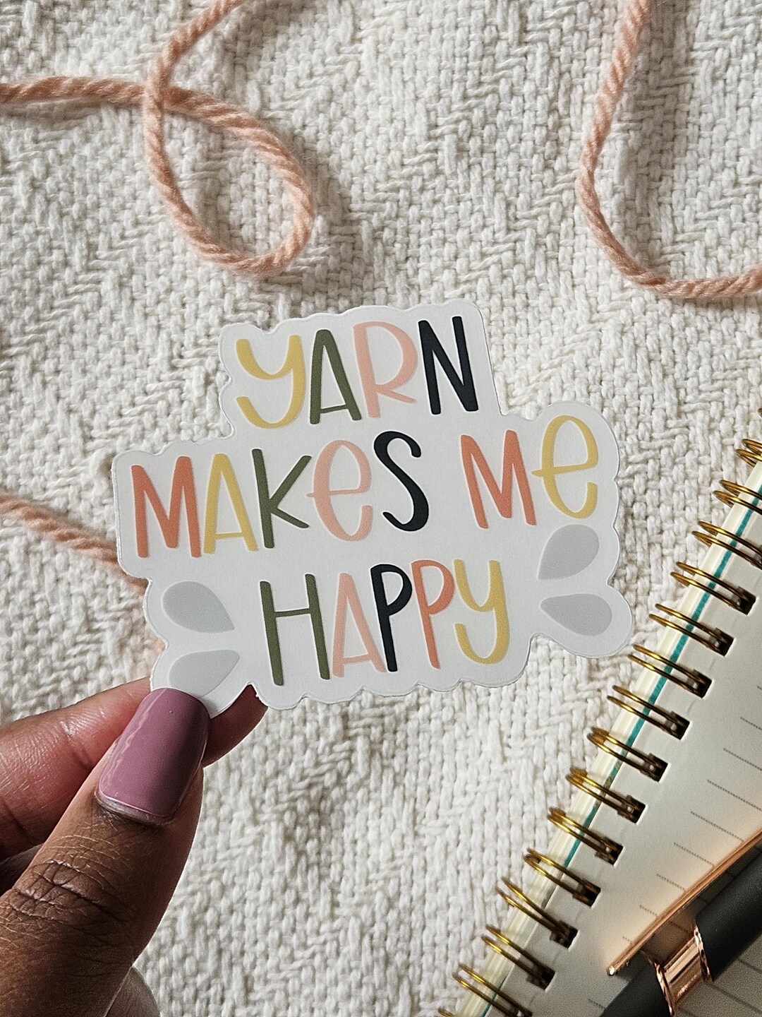Yarn Makes Me Happy Clear Sticker Cute Crochet Sticker for Yarn Lovers ...