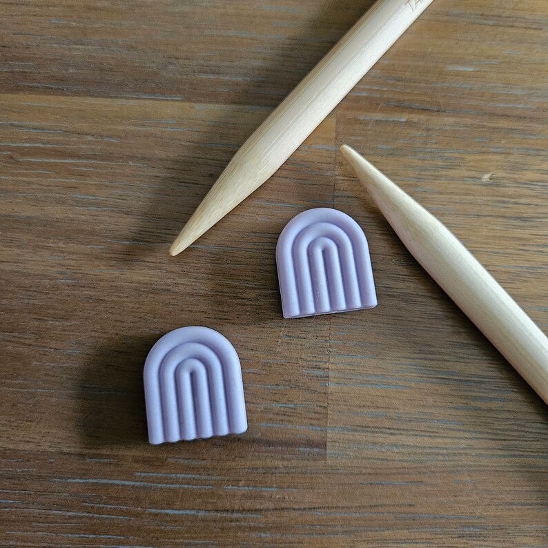 Set of Two Purple Rainbow Knitting Needle Minders | Needle Toppers ...