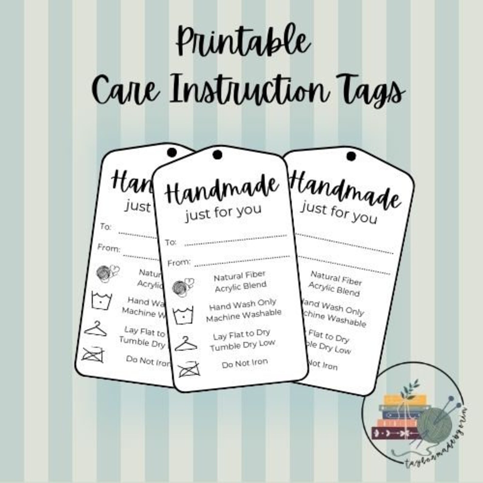 Instant Download Printable Care Instruction Tags for Handmade Items ...
