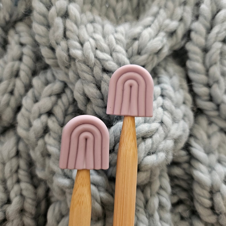 Set of Two Purple Rainbow Knitting Needle Minders | Needle Toppers ...