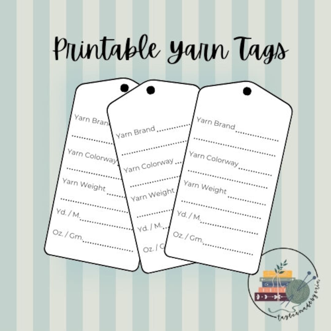 Printable Organizational Yarn Tags Printable Yarn Skein Tags Yarn Stash ...