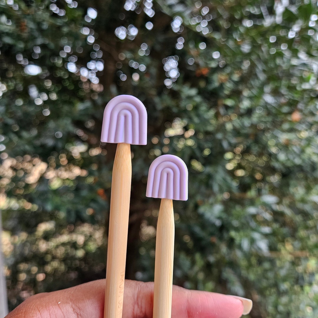 Set of Two Purple Rainbow Knitting Needle Minders | Needle Toppers ...