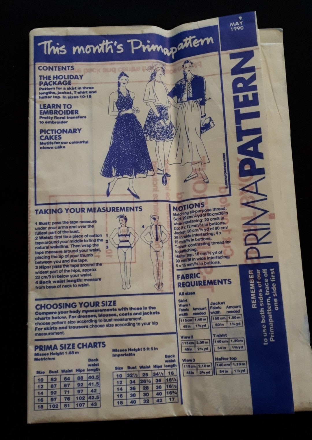 Vintage Prima Magazine Sewing Pattern May 1990. the Holiday Package ...