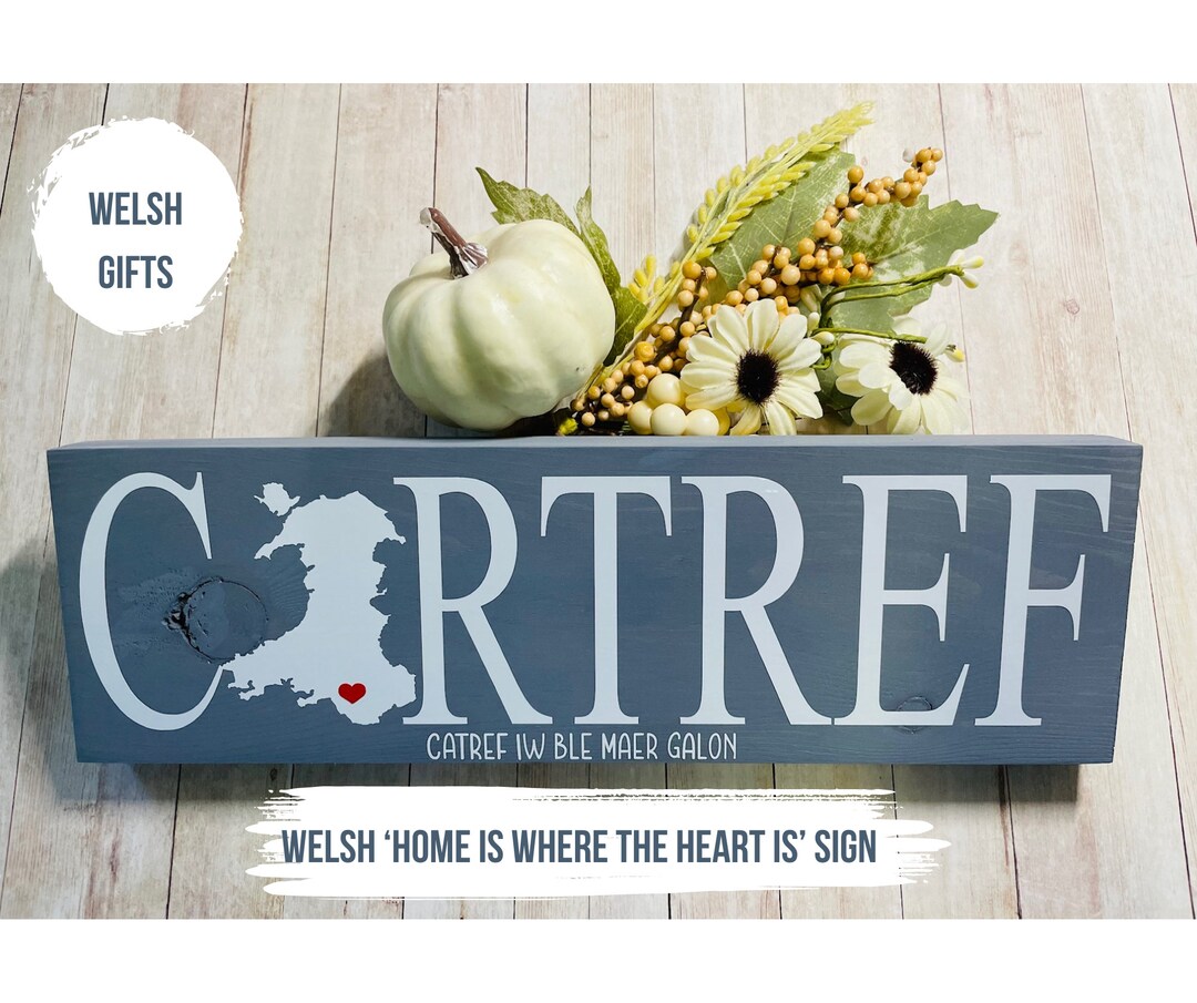 Welsh Cartref Wooden Sign, Wales Map, Personalised Gifts, Home is Where ...