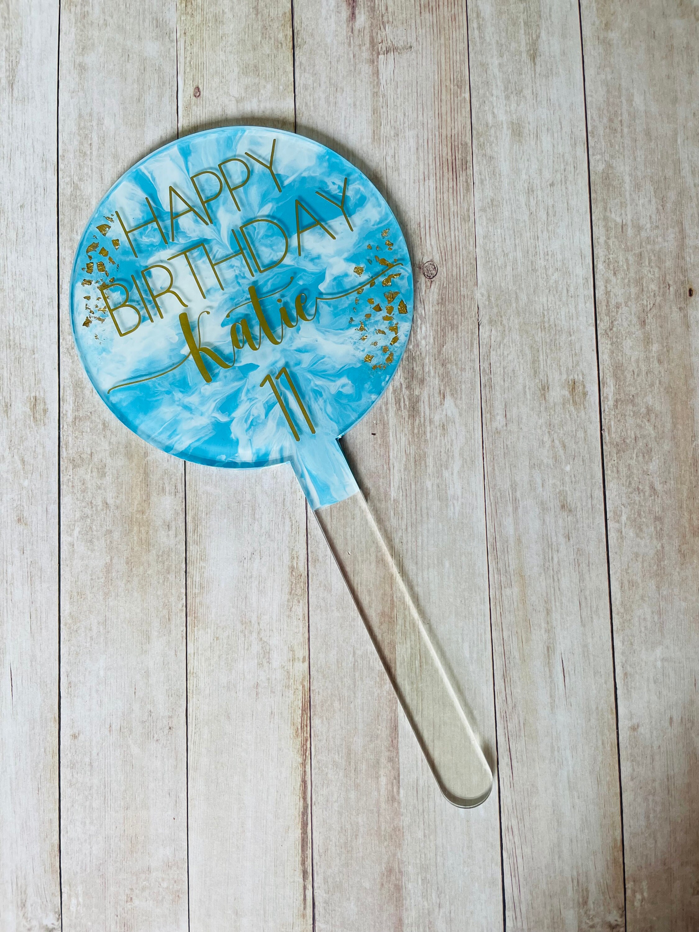 Personalised Acrylic Happy Birthday Cake Topper Marble - Etsy