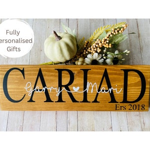 Welsh Cariad Wooden Sign, Santes Dwynwen Gifts, Personalised ...