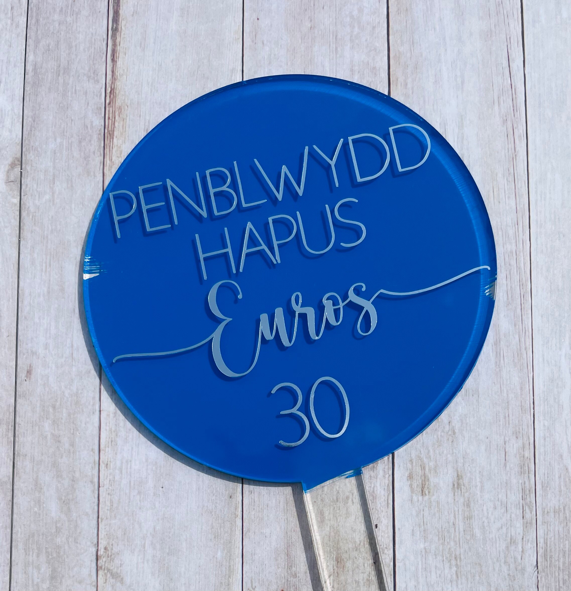 Acrylic Cake Topper, Penblwydd Hapus Cake Topper, Birthday Cake Topper ...