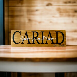 Welsh Cariad Wooden Sign, Santes Dwynwen Gifts, Personalised ...