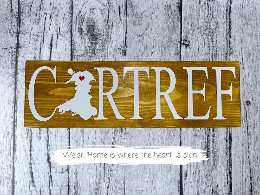 Welsh Cartref Wooden Sign, Santes Dwynwen Gifts, Wales Map ...