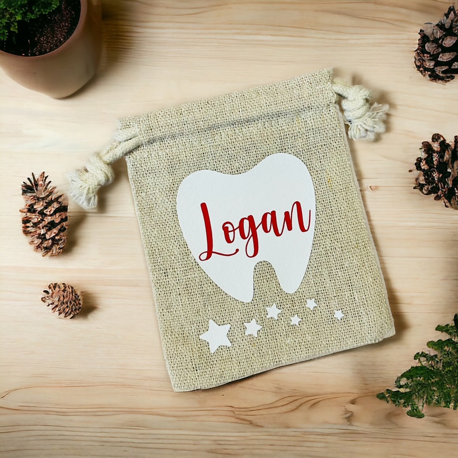 Personalised Tooth Fairy Bag, Tooth Fairy Pouch, Cotton Drawstring Bag ...