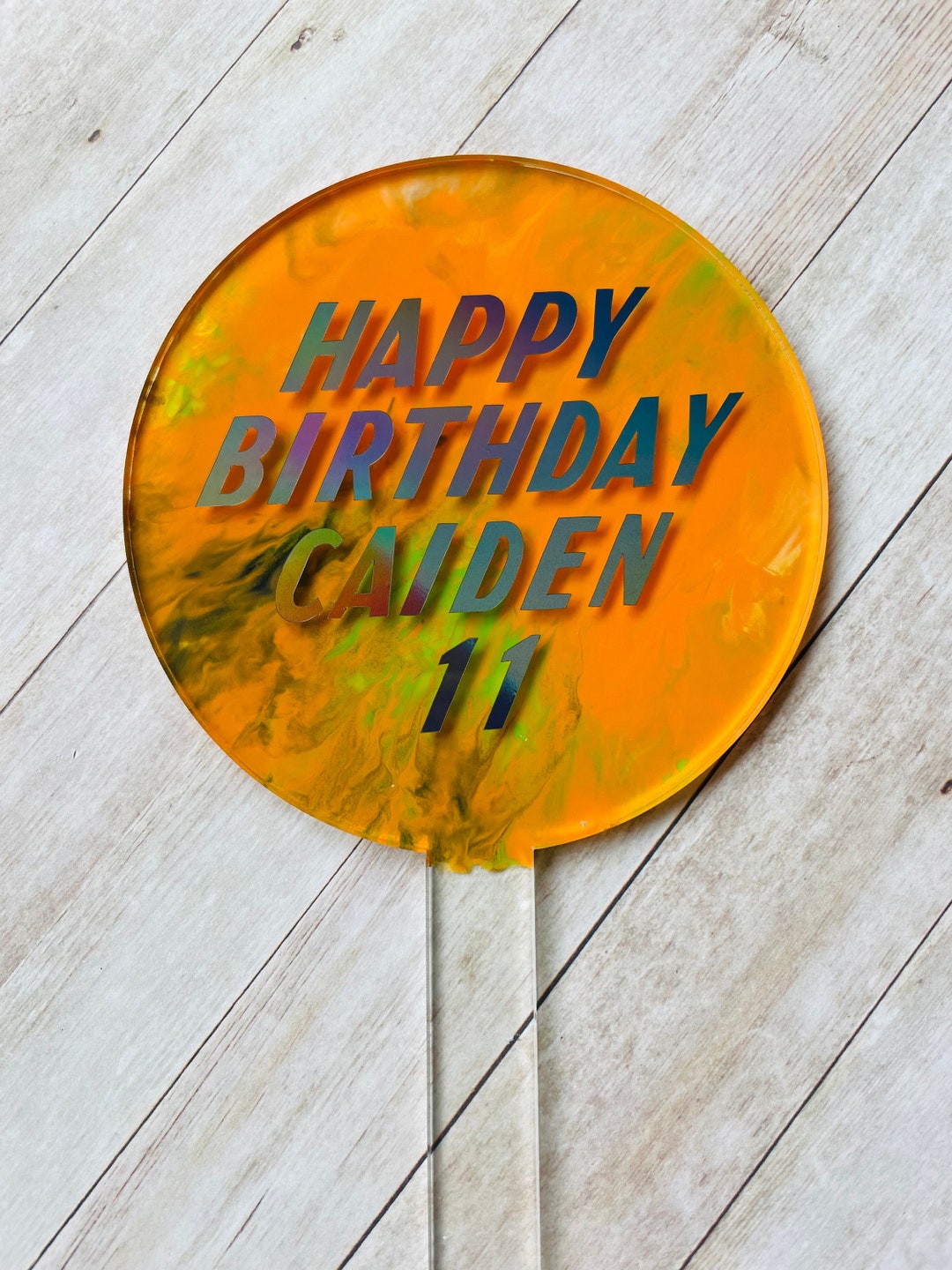 Custom Acrylic Cake Topper, Marble Birthday Cake Topper, Personalised ...