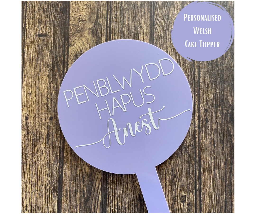 Penblwydd Hapus Cake Topper, Birthday Cake Topper, Welsh Cake Topper ...