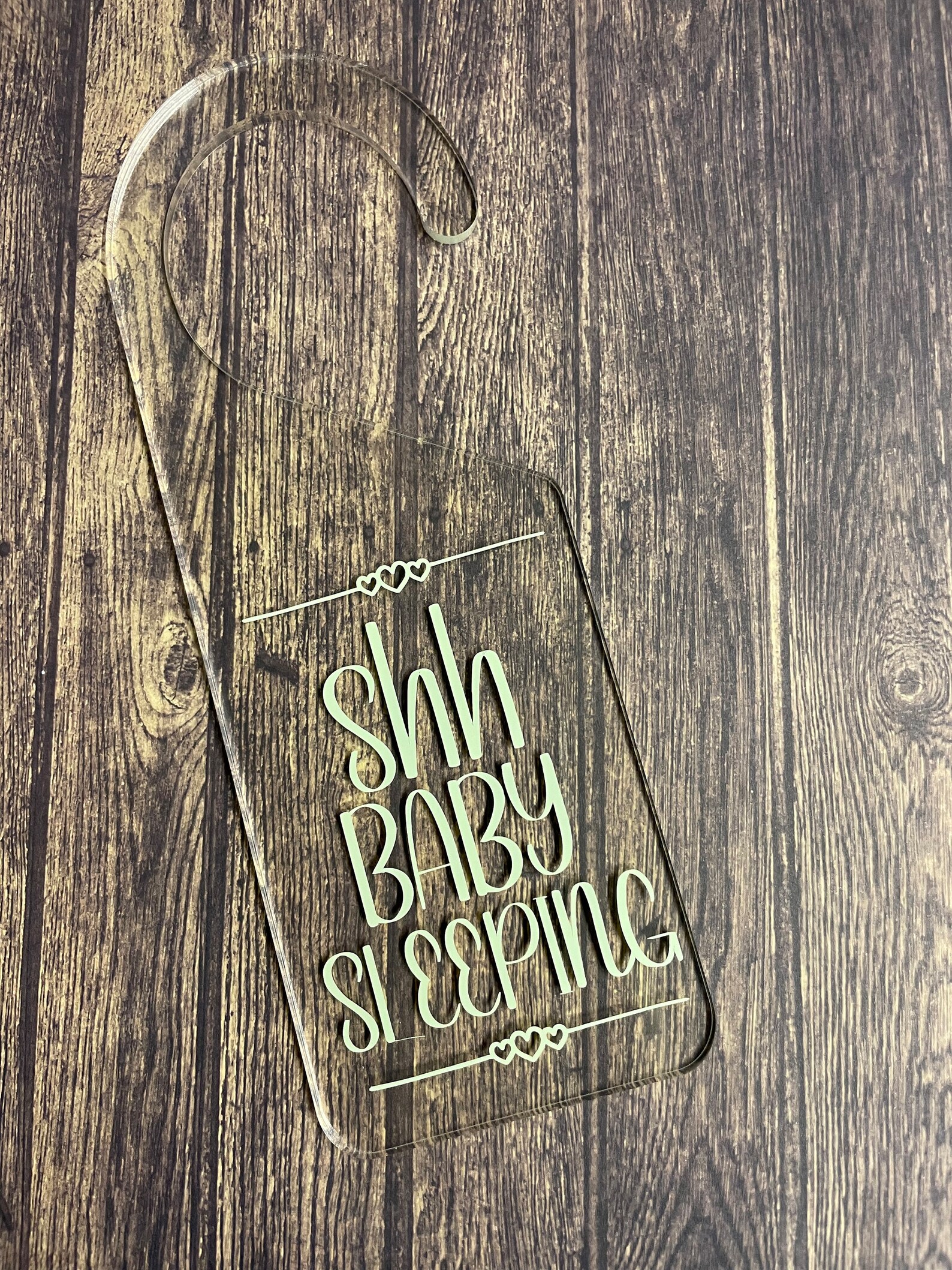 Shh Baby Sleeping Hanging Door Sign, Acrylic Door Hanger, New Baby ...