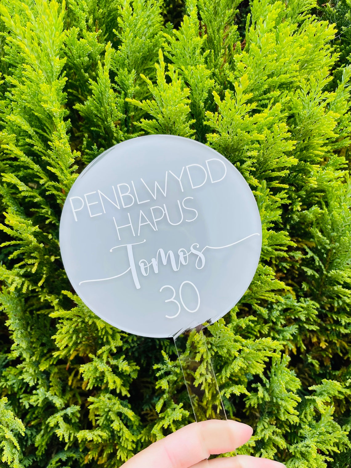 Acrylic Cake Topper, Penblwydd Hapus Cake Topper, Birthday Cake Topper ...