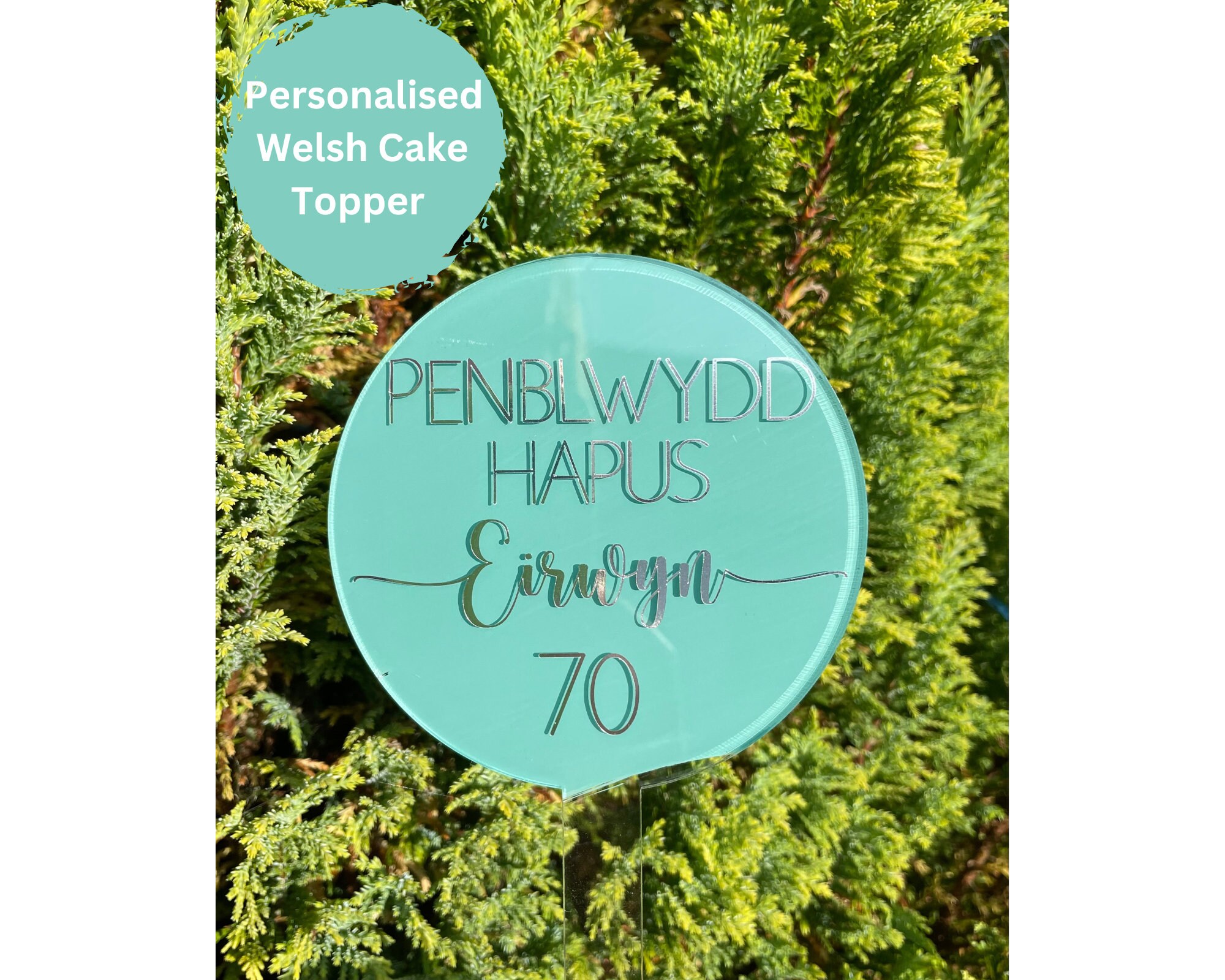 Acrylic Cake Topper, Penblwydd Hapus Cake Topper, Birthday Cake Topper ...