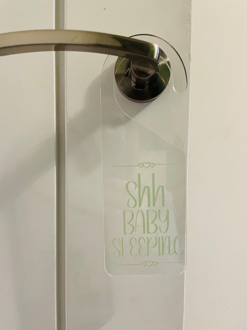 Shh Baby Sleeping Hanging Door Sign, Acrylic Door Hanger, New Baby ...