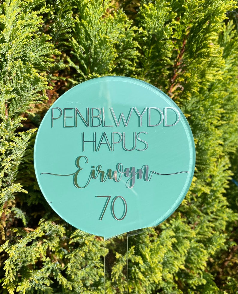 Acrylic Cake Topper, Penblwydd Hapus Cake Topper, Birthday Cake Topper ...