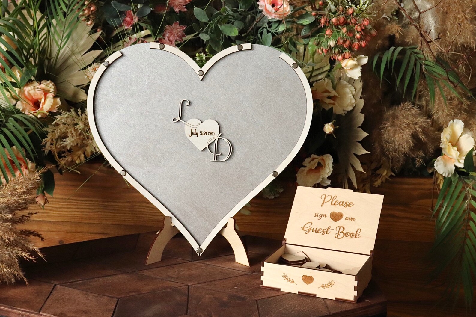 Heart Shaped Wedding Guest Book Alternative Elegant Guest Book - Etsy
