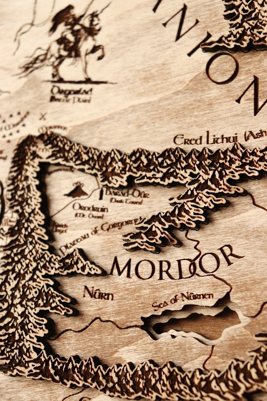 3D LOTR Wood Map Art Earth Wood Map Middle Earth Wooden Map Gondor Wall ...