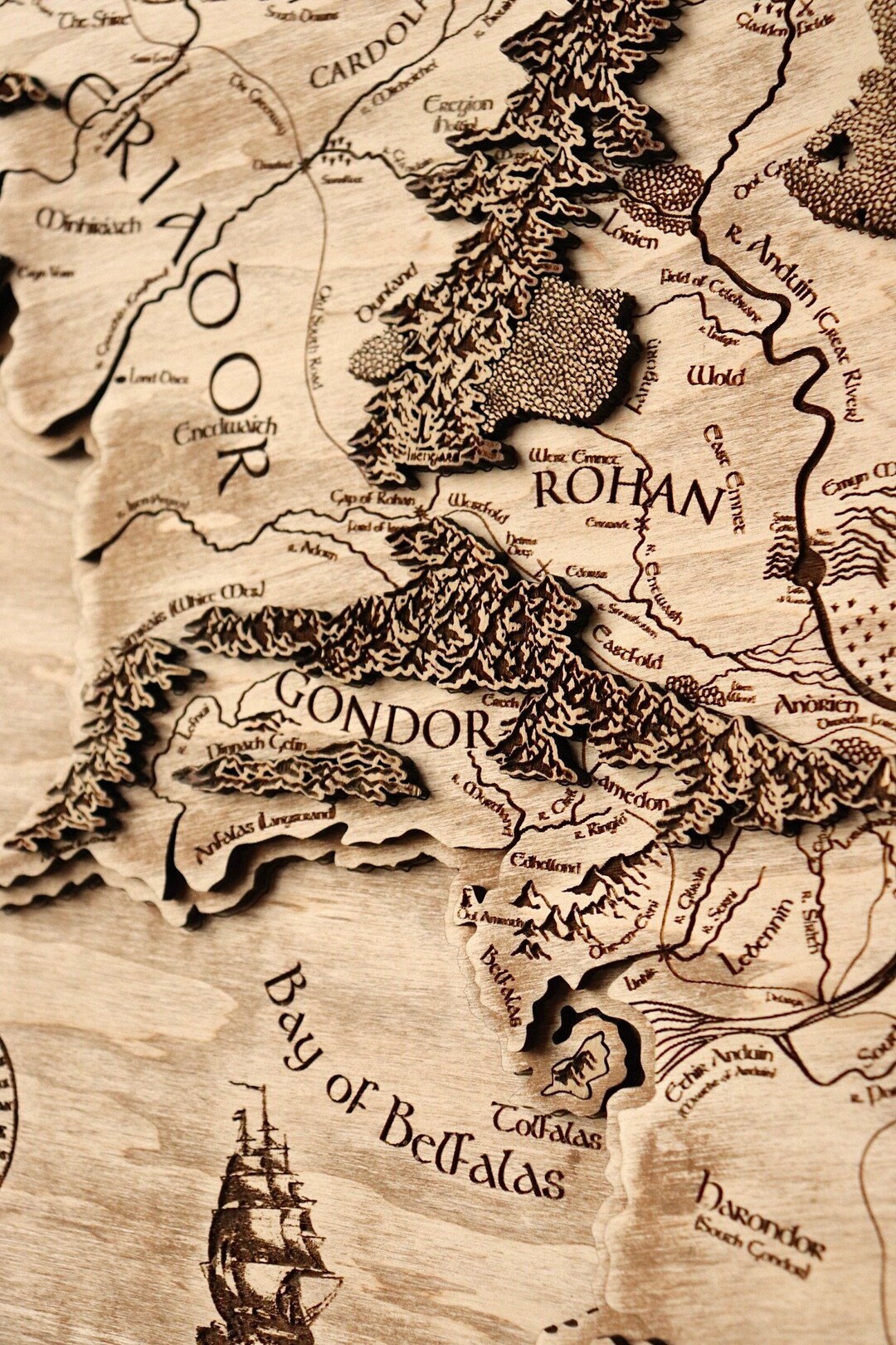 3D Wood Map Middle Earth Wooden Map Unique Wall Decor - Etsy Australia